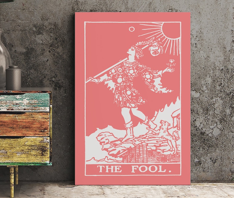 The Fool Tarot Card Print the Fool Card Pink and White | Etsy