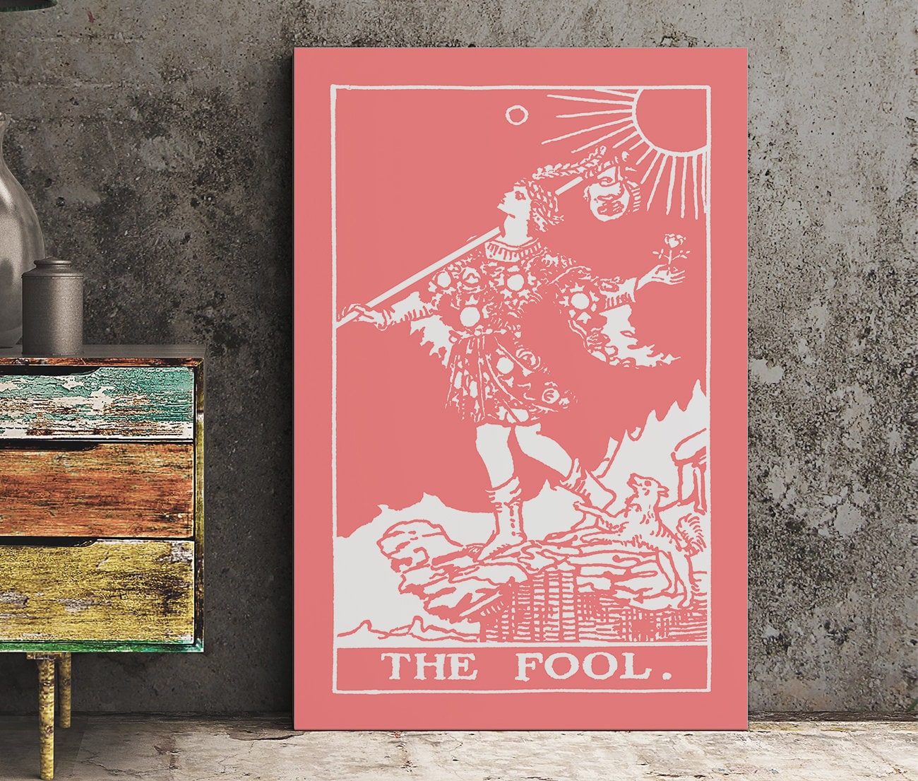 The Fool Tarot Card Print the Fool Card Pink and White | Etsy