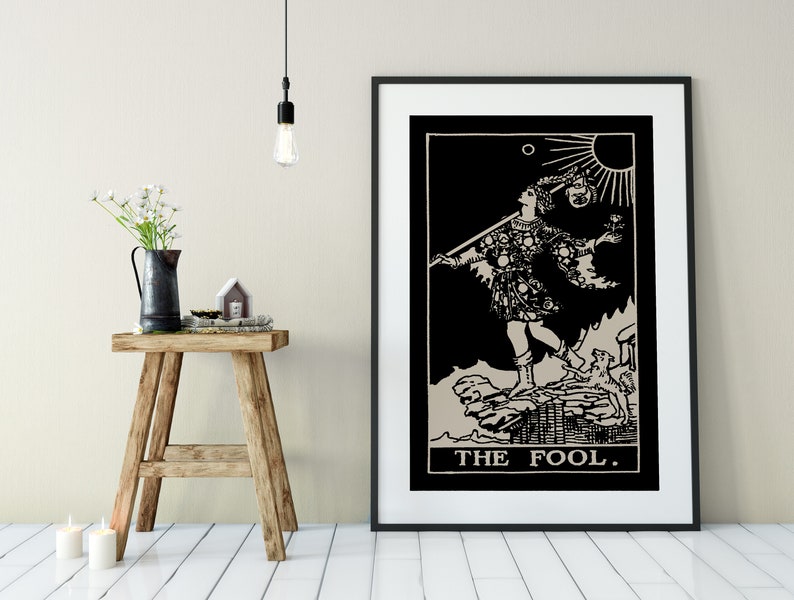 The Fool - Tarot Card Print - the Fool Black Card Poster, No Frame - Etsy