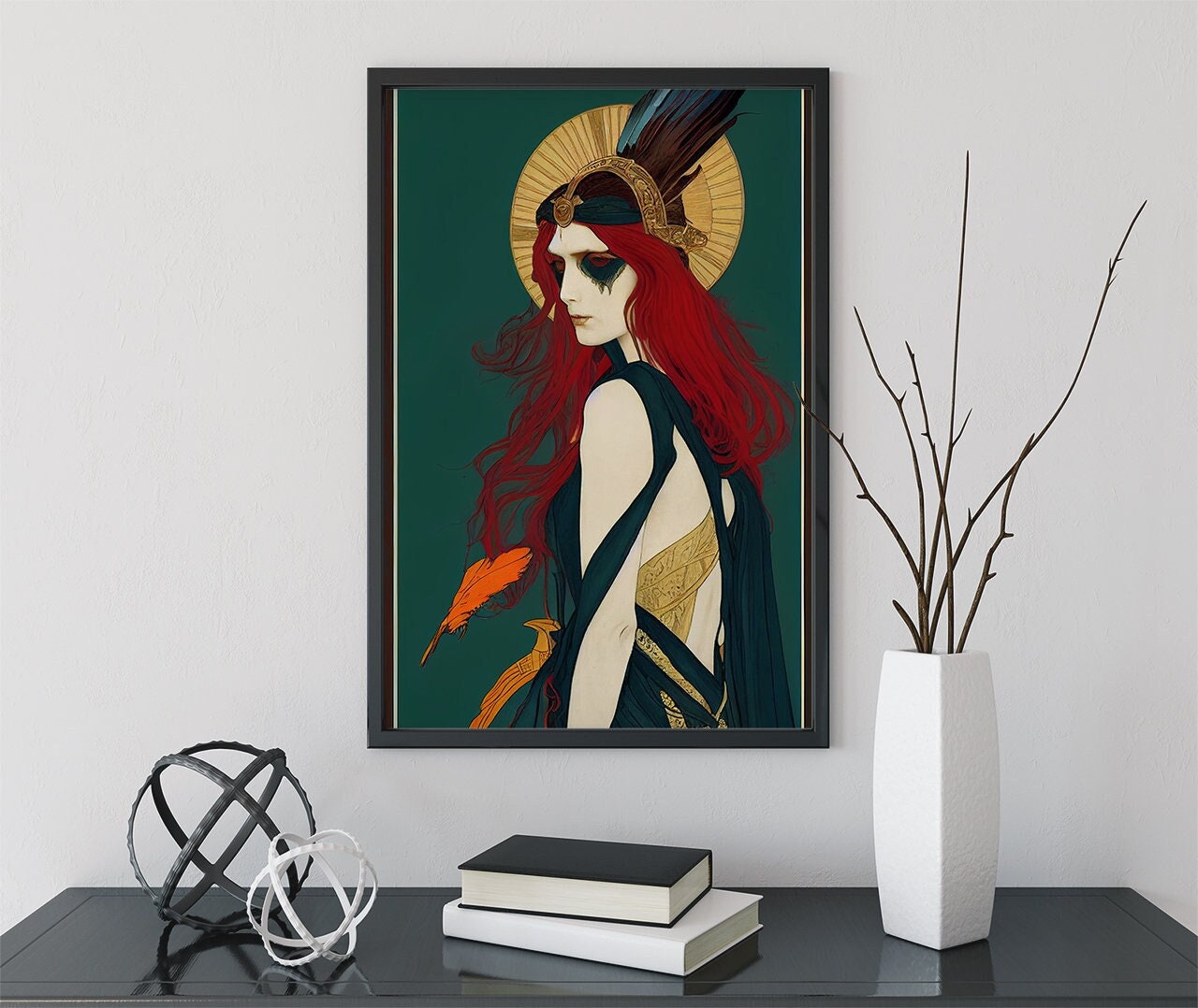 The Morrigan Poster, Warrior Goddess Print in the Style of Mucha, No ...