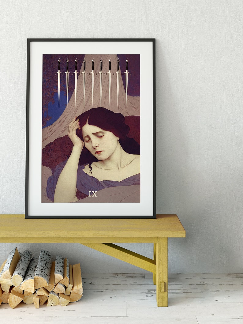 9 of Swords Tarot Card Print – Green Menagerie Deck Art - Etsy