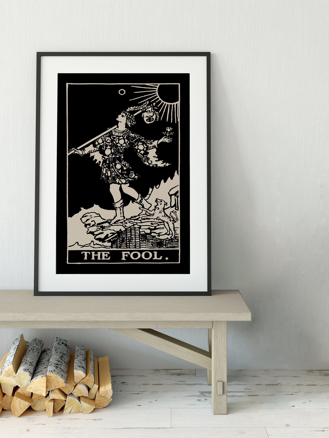 The Fool - Tarot Card Print - the Fool Black Card Poster, No Frame - Etsy