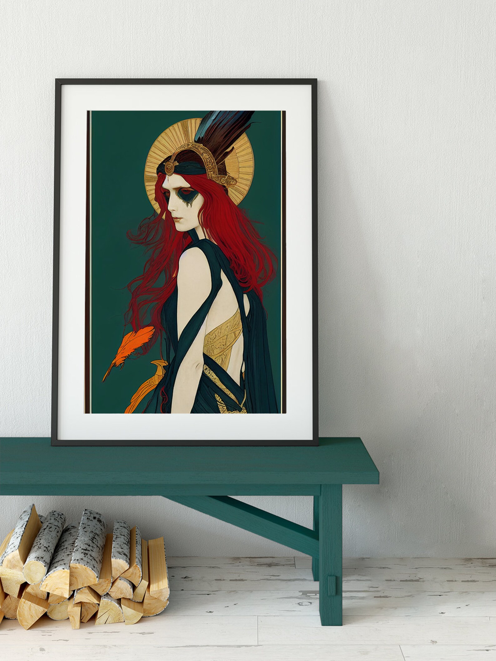 The Morrigan Poster, Warrior Goddess Print in the Style of Mucha, No ...