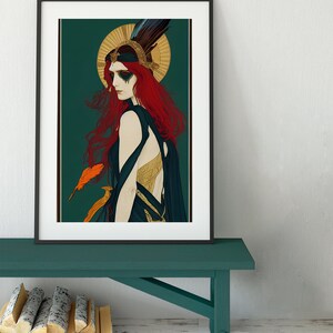 The Morrigan Poster, Warrior Goddess Print in the Style of Mucha, No ...