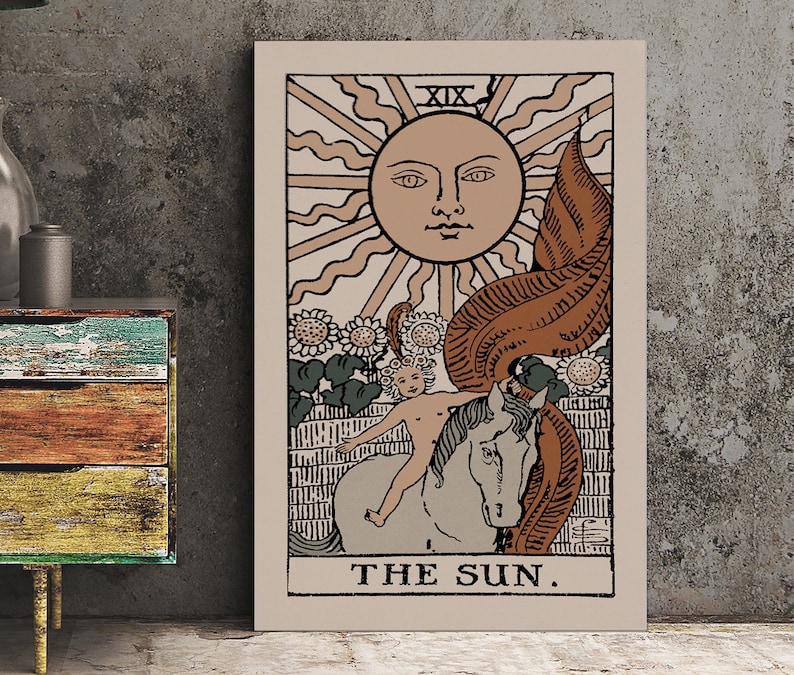 The Sun Tarot Card Art Print – Neutral Vibe Eclectic Poster - Etsy