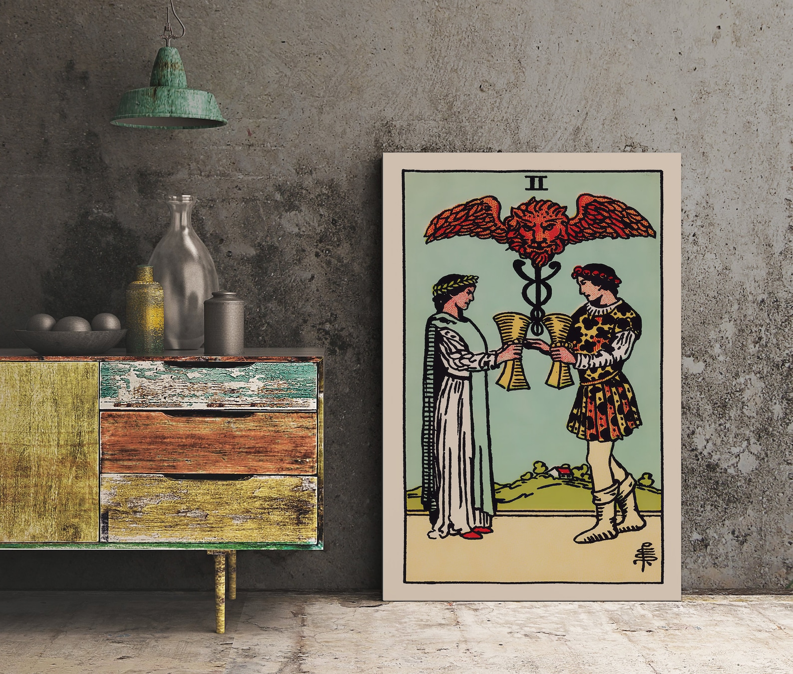 Two of Cups Tarot Card Print the 2 of Cups Card Poster No - Etsy