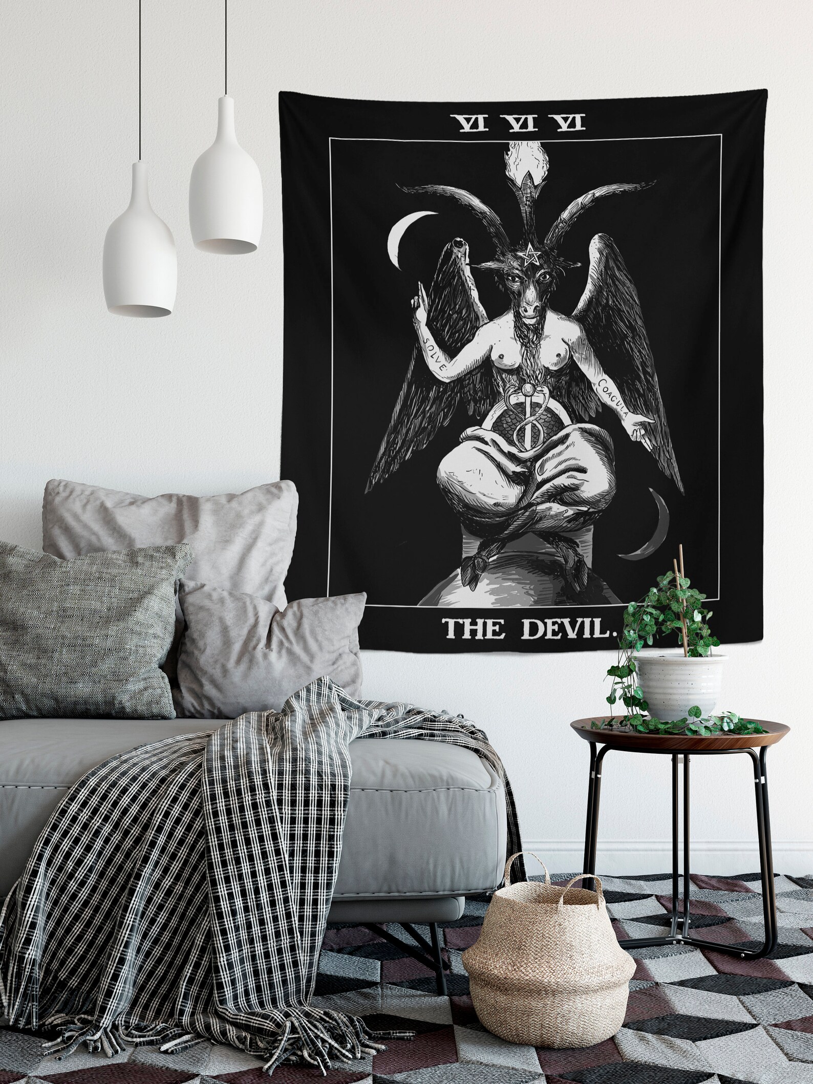 Baphomet Devil Card 666 Eliphas Lévi Occult Art Tapestry | Etsy
