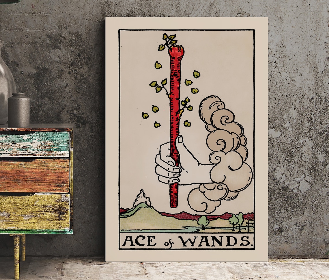 Ace of Wands Tarot Card Print The Ace of Wands Card Poster | Etsy