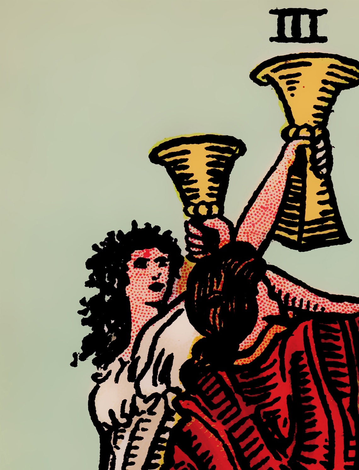 3 of Cups Tarot Card Print the Three of Cups Card Poster | Etsy