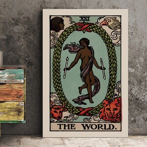 The World Tarot Card Print The World Black Woman Card | Etsy