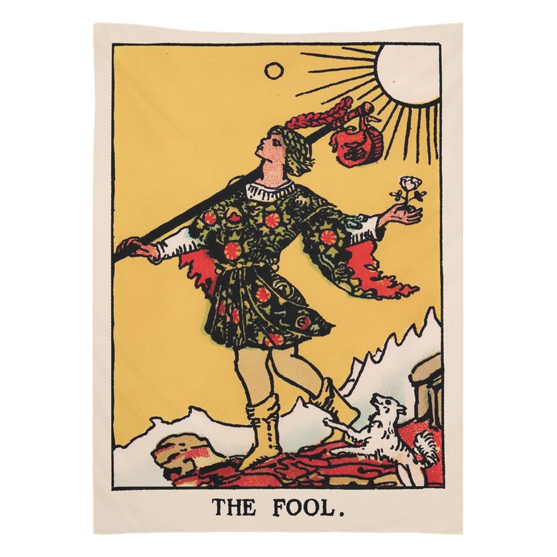 The Fool Tarot Card Tapestry Rider Waite the Fool Tapestry | Etsy