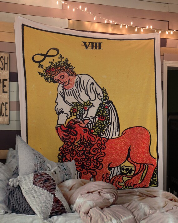 Strength Tapestry Rider Waite Strength Tarot Card Tapestry - Etsy