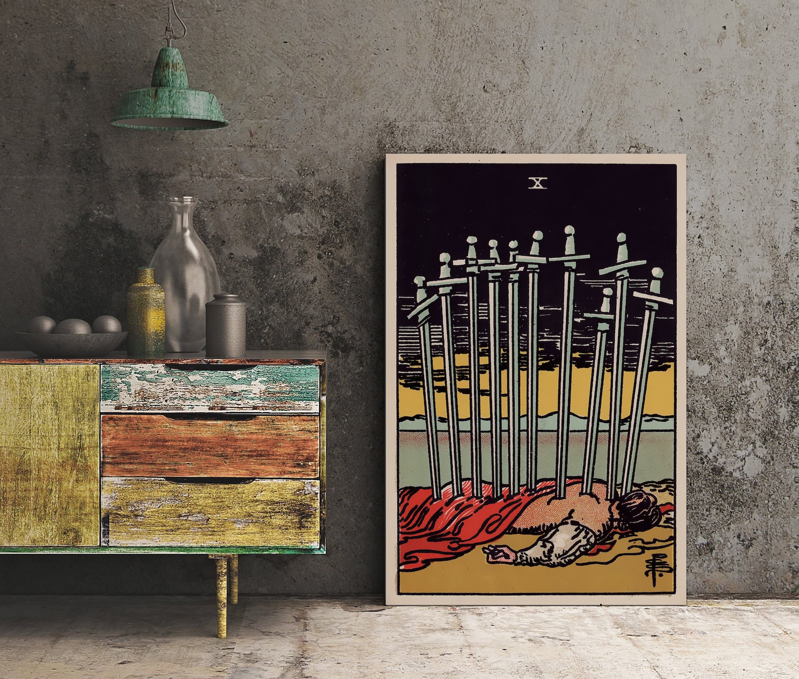 10 Of Swords Tarot Card Print The 10 Of Swords Card | Etsy