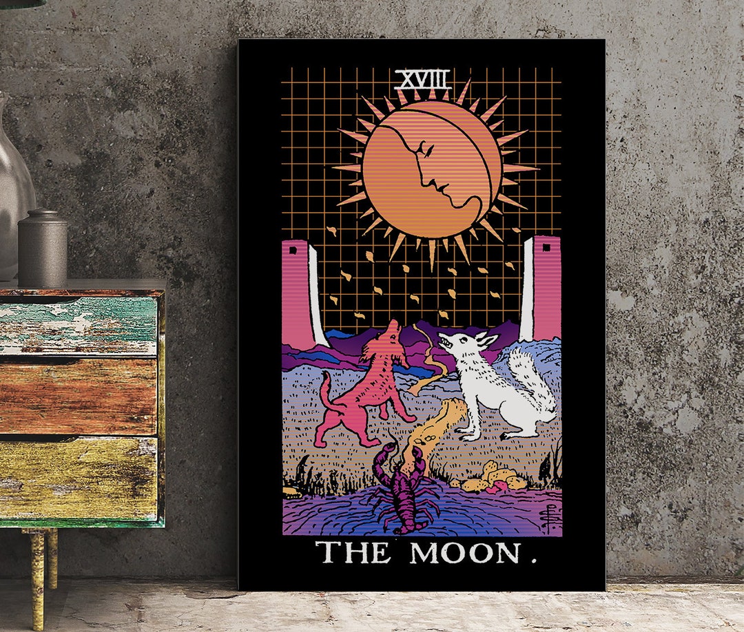 The Moon Vaporwave - Tarot Card Print - the Moon Poster, No Frame - Etsy