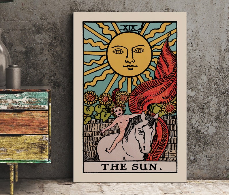 The Sun Tarot Card Print the Sun Card Poster No Frame | Etsy