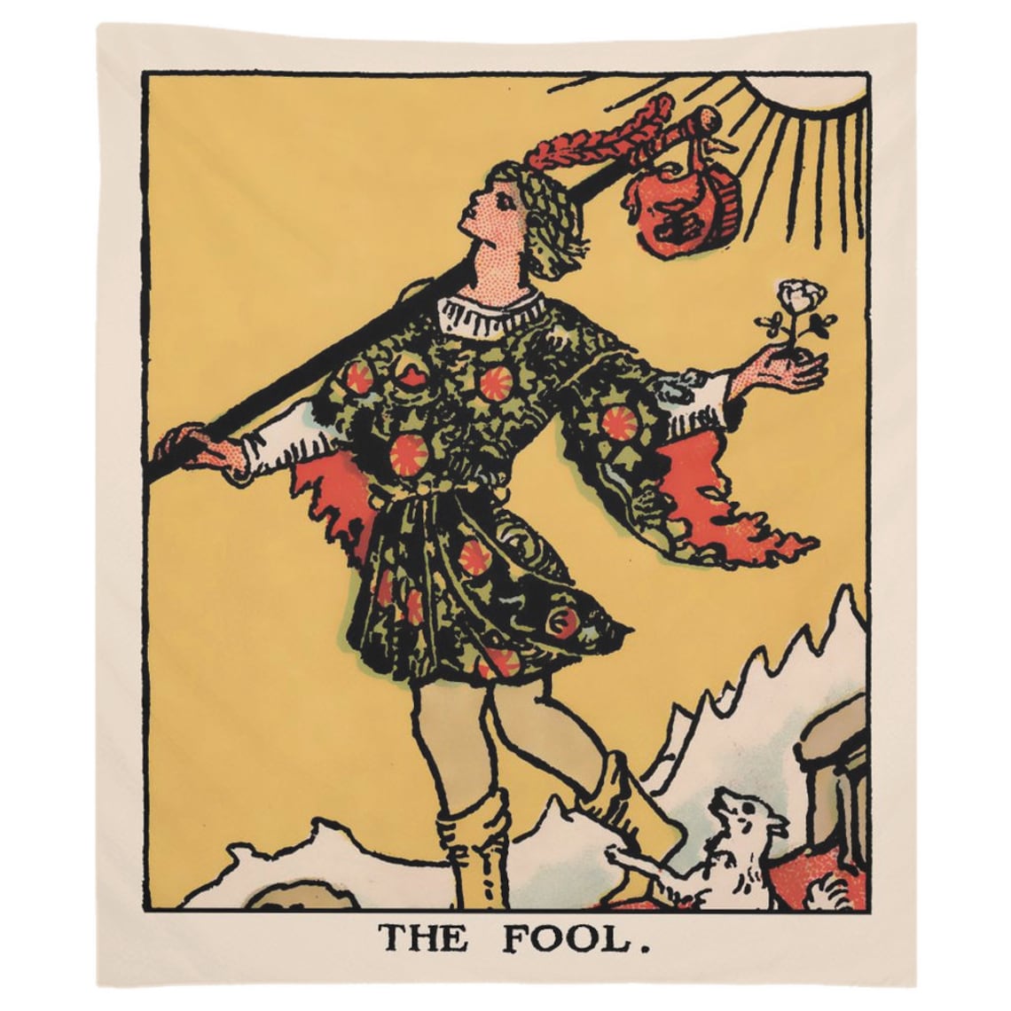 The Fool Tarot Card Tapestry Rider Waite The Fool Tapestry | Etsy