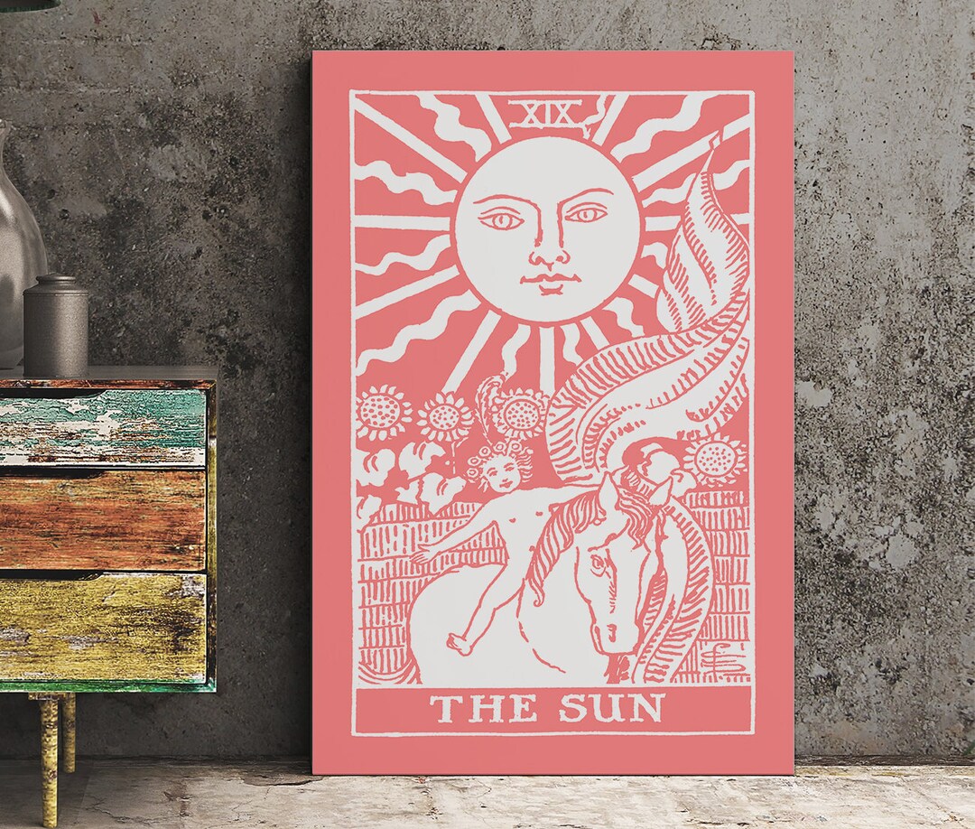 The Sun- Tarot Card Print - the Sun Card Pink and White Poster, No ...