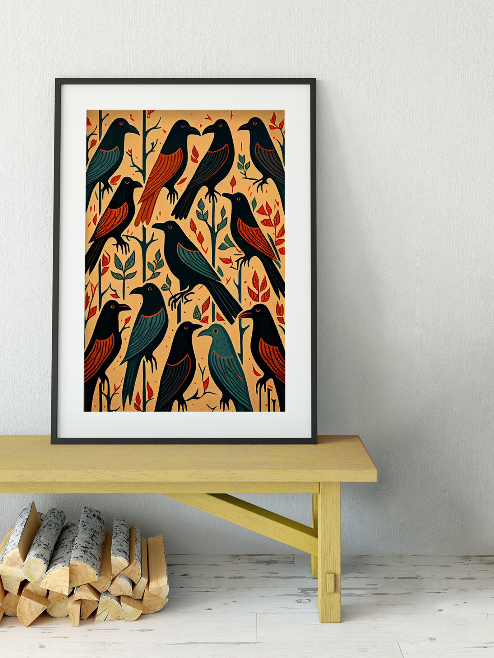 The Black Crows Folk Art Poster, No Frame - Etsy