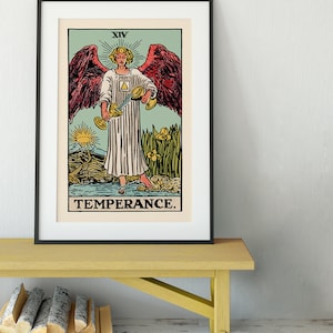 Temperance Tarot Card Print – Winged Angel Art, Blue Poster - Etsy