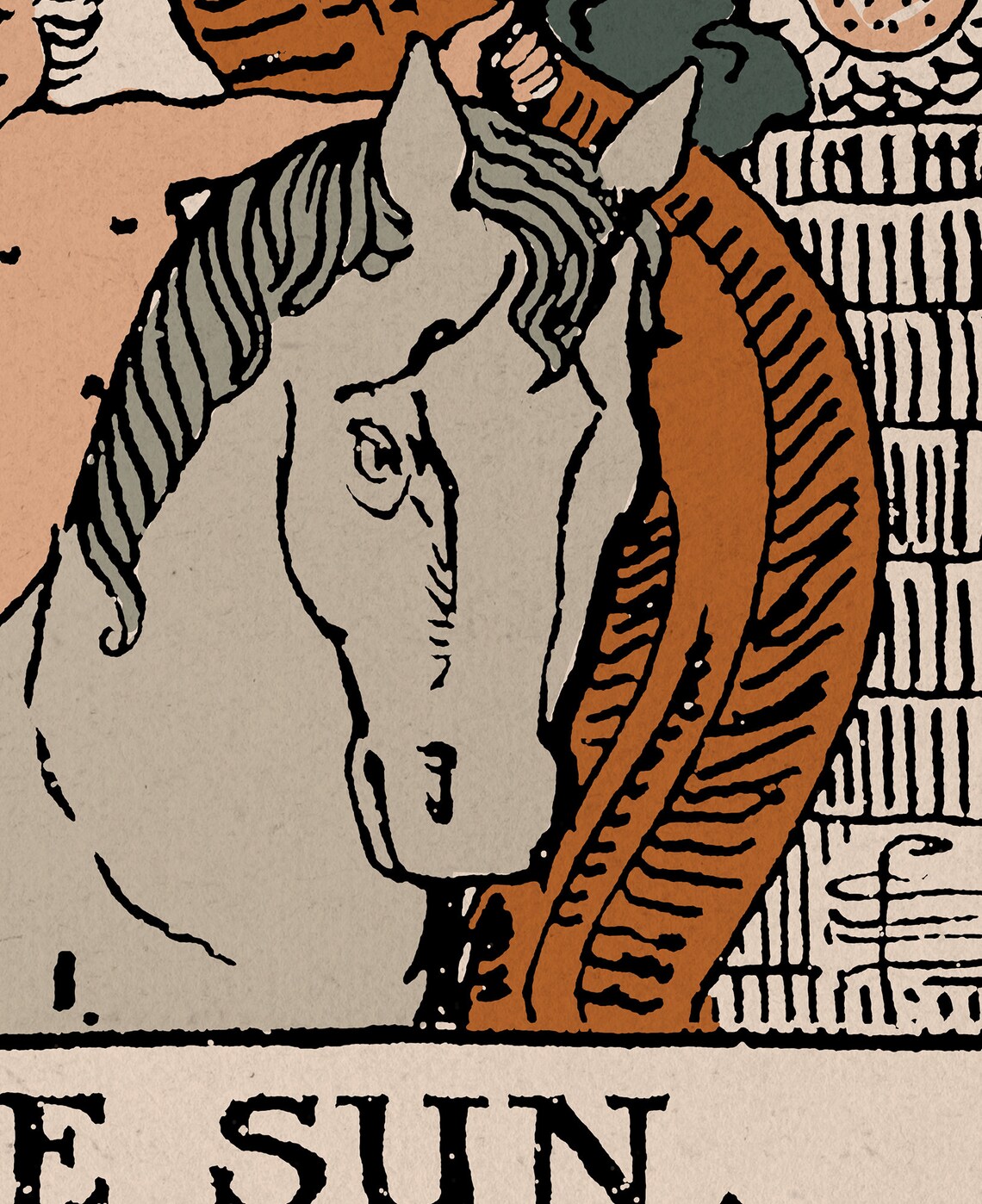 The Sun Tarot Card Print the Sun Card Neutral Vibe Poster | Etsy