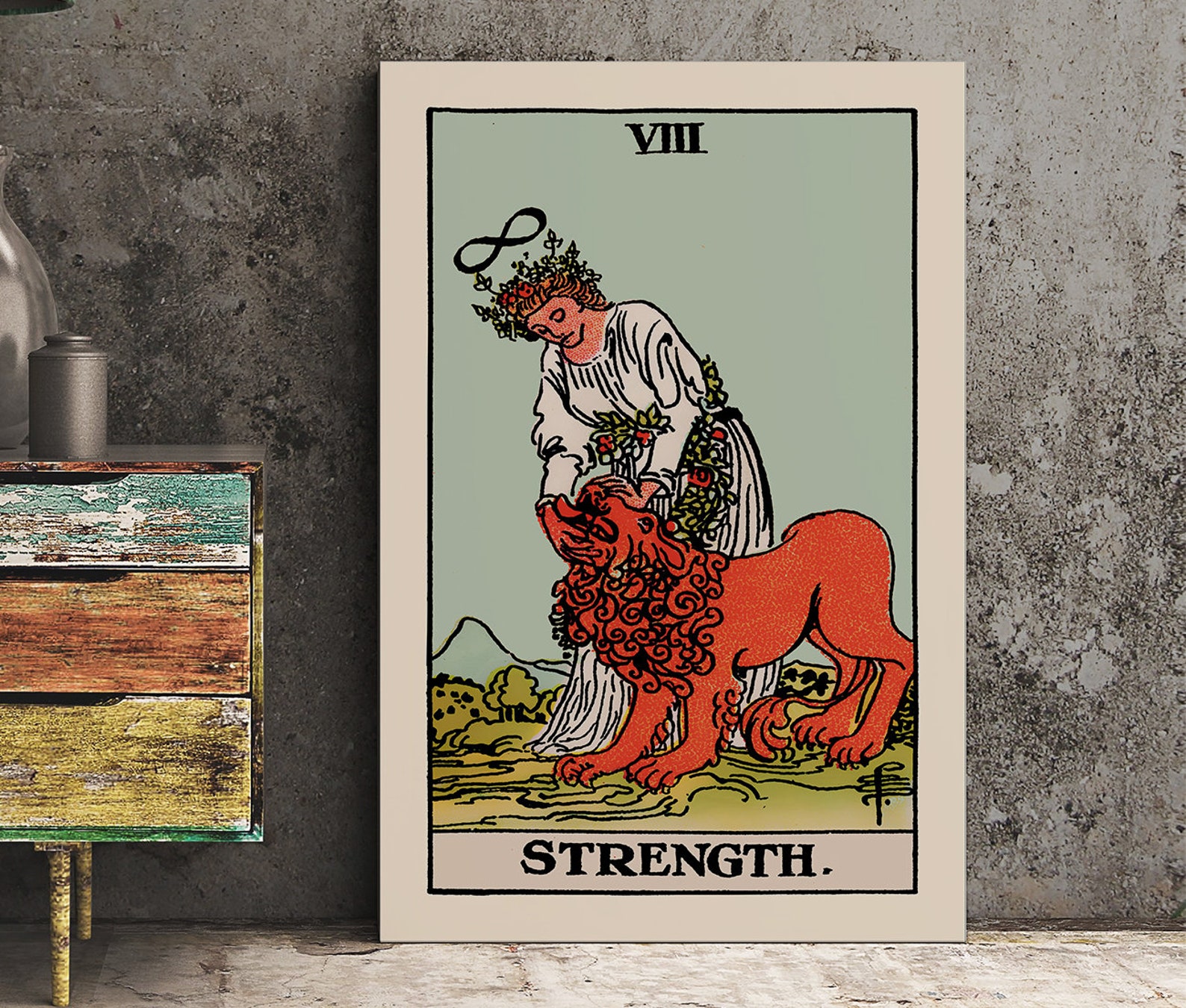 Strength Tarot Card Print - Woman and Lion Art - Etsy