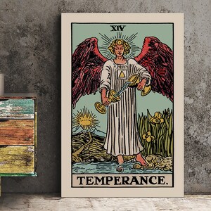 Temperance Tarot Card Print – Winged Angel Art, Blue Poster - Etsy