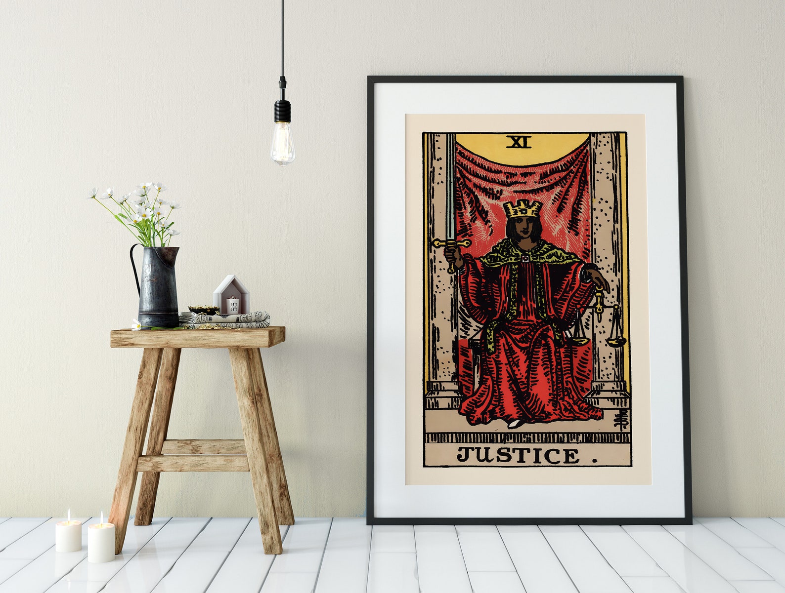 Justice Tarot Card Print Tarot Card The Justice Black | Etsy