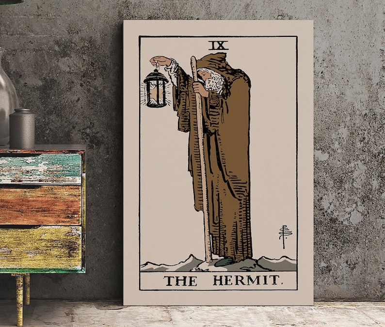 The Hermit - Tarot Card Print - the Hermit Card Neutral Vibe Poster ...