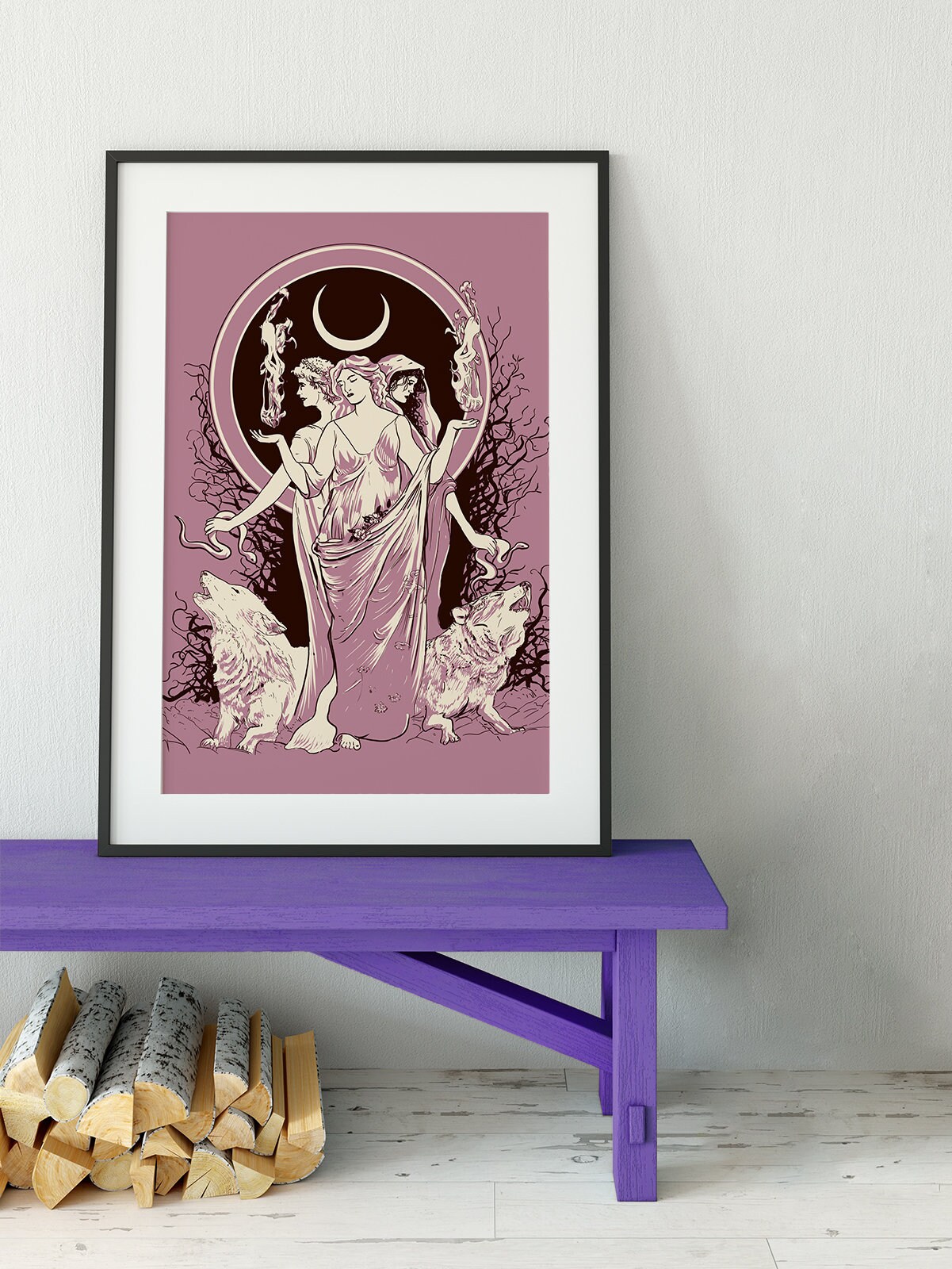 Moon Goddess Hecate Poster Wiccan Tapestry Violet Hecate - Etsy
