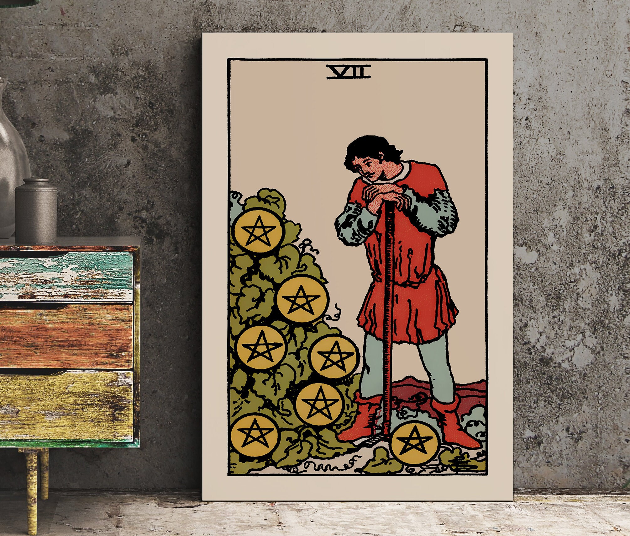 Seven of Pentacles Tarot Card Art Print Prints Digital Prints etna.com.pe