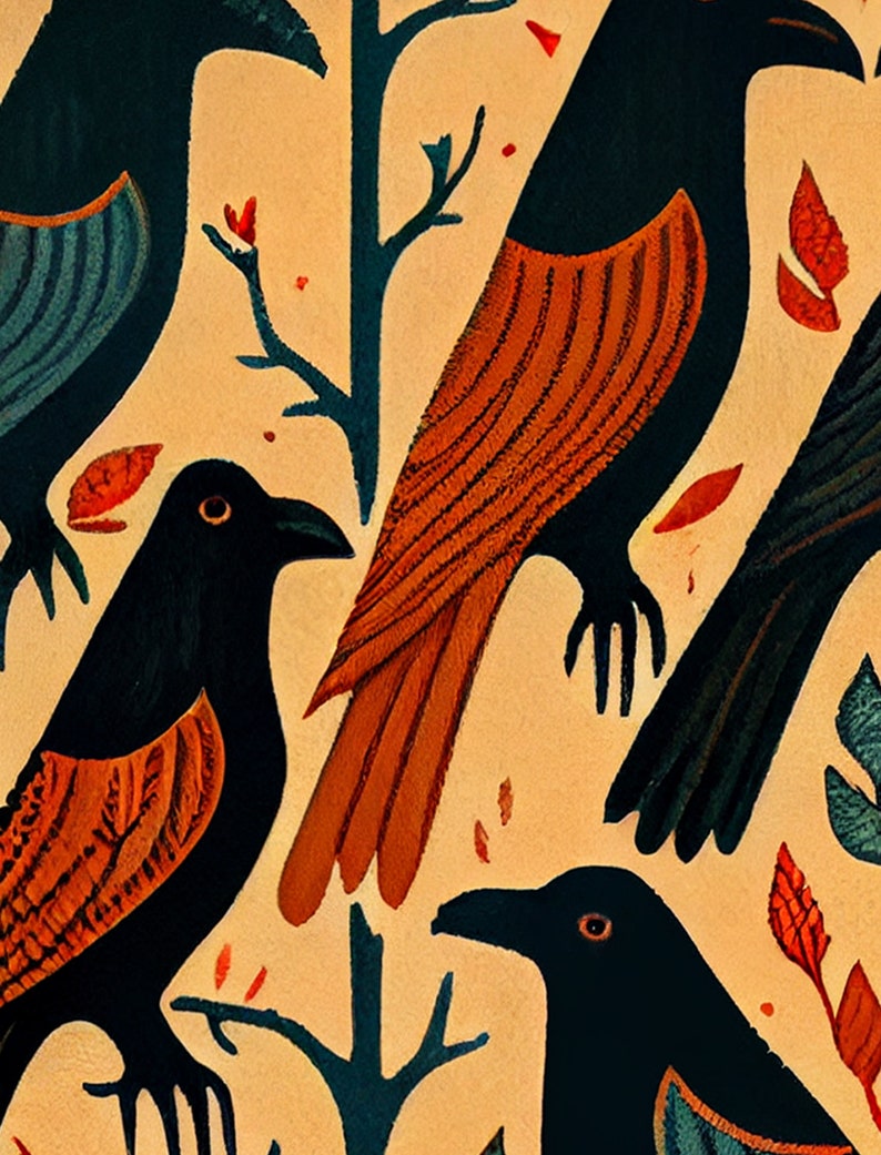 The Black Crows Folk Art Poster, No Frame - Etsy