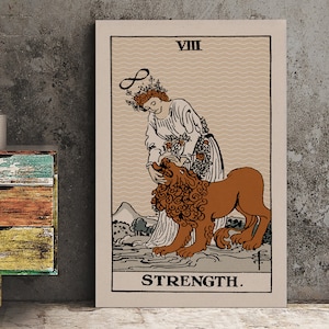 Strength - Tarot Card Print - the Strength Card Neutral Vibe Poster ...