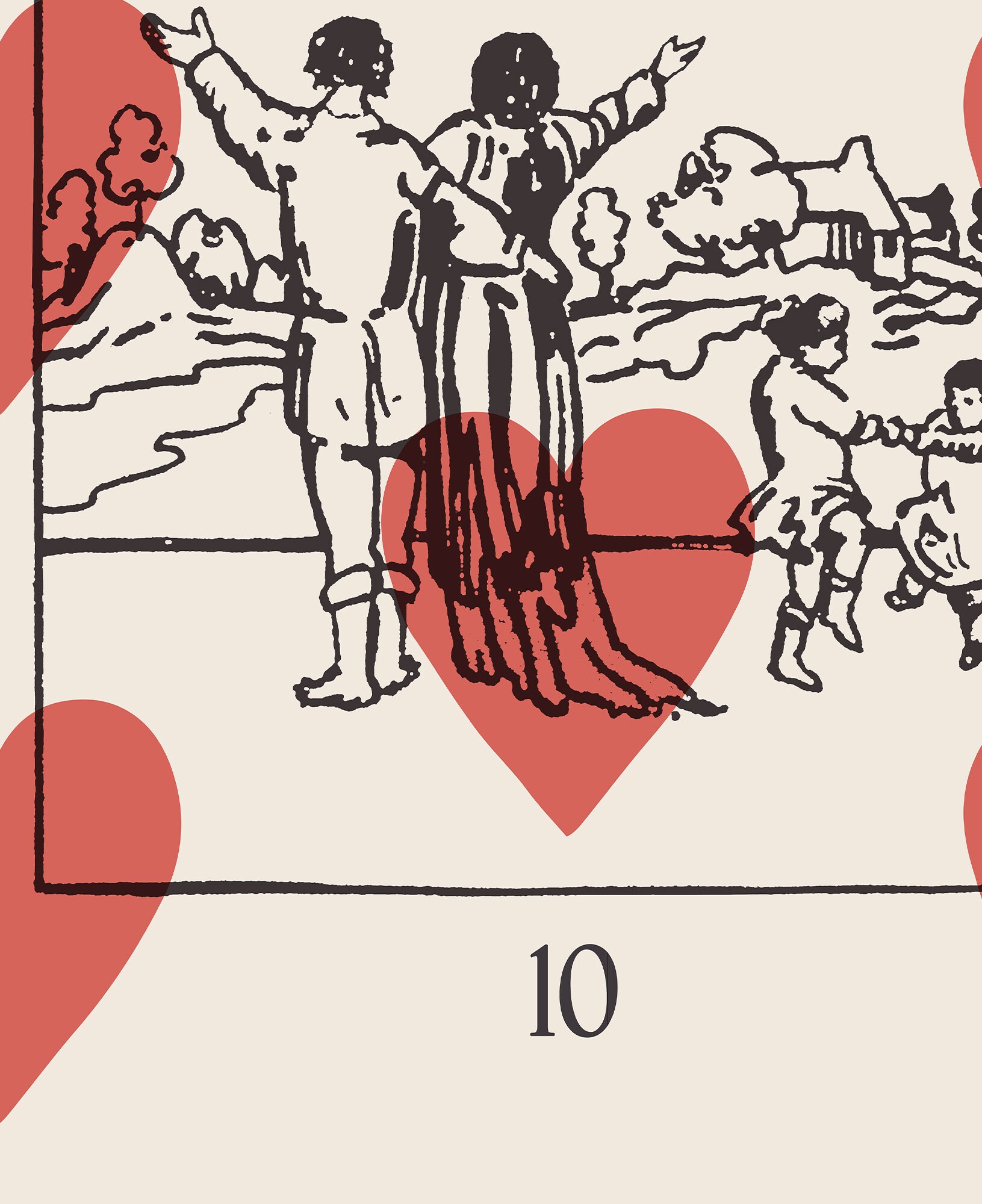 Ten of Cups Tarot Card Print - Vintage Playing Card Poster - Etsy