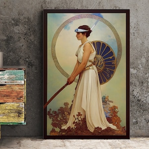 Athena Greek Goddess Poster, Athena Print in the Style of Mucha, No ...