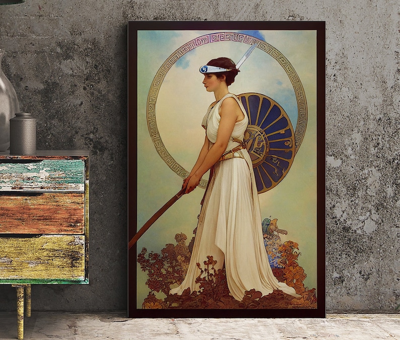 Athena Greek Goddess Poster Athena Print in the Style of - Etsy
