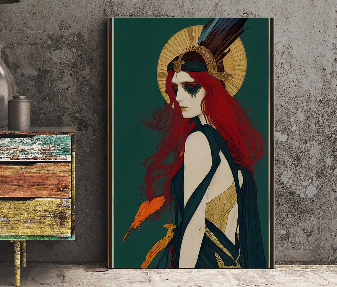 The Morrigan Poster Warrior Goddess Print in the Style of - Etsy