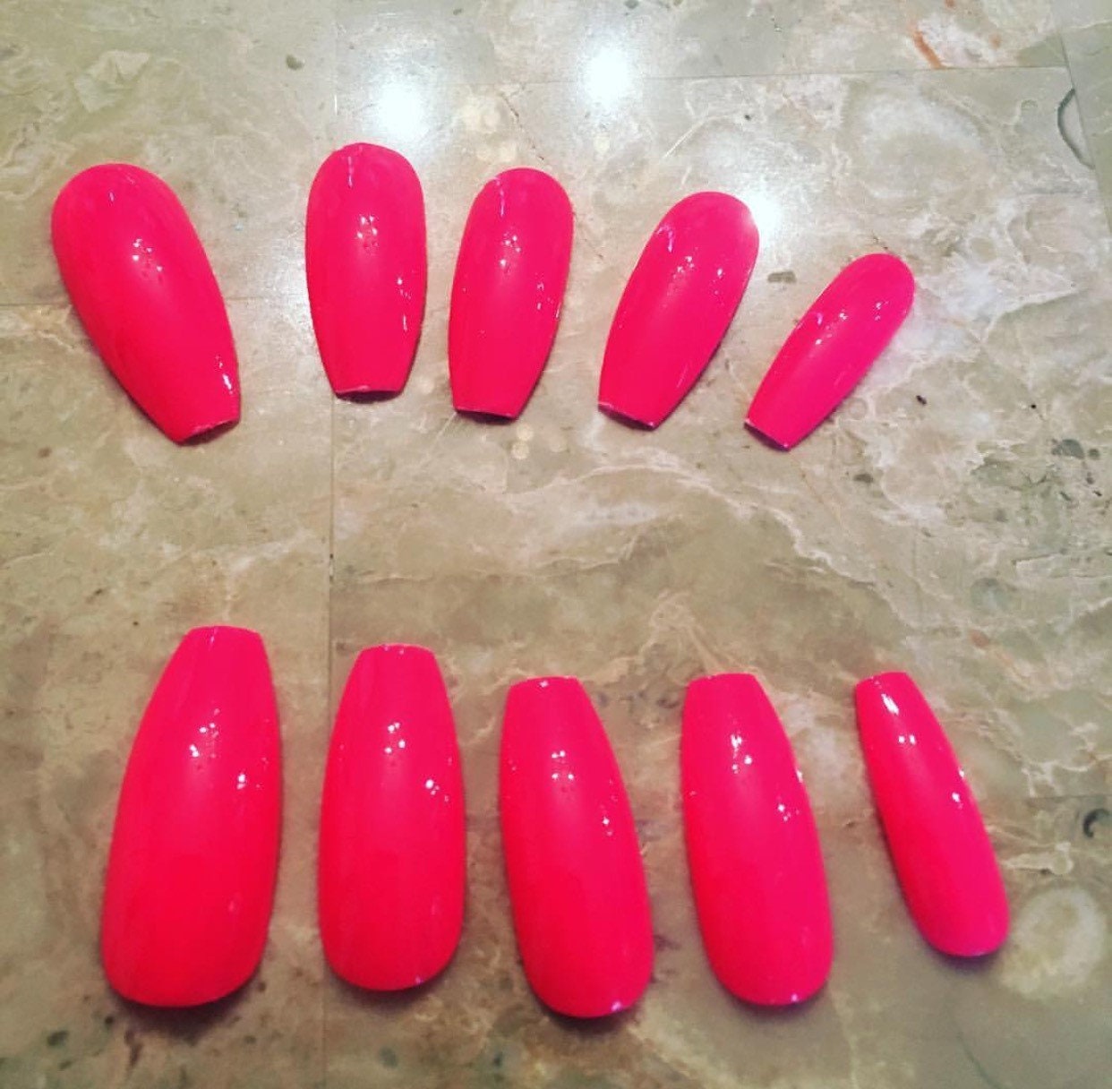 Neon Hot Pink Acrylic Nails