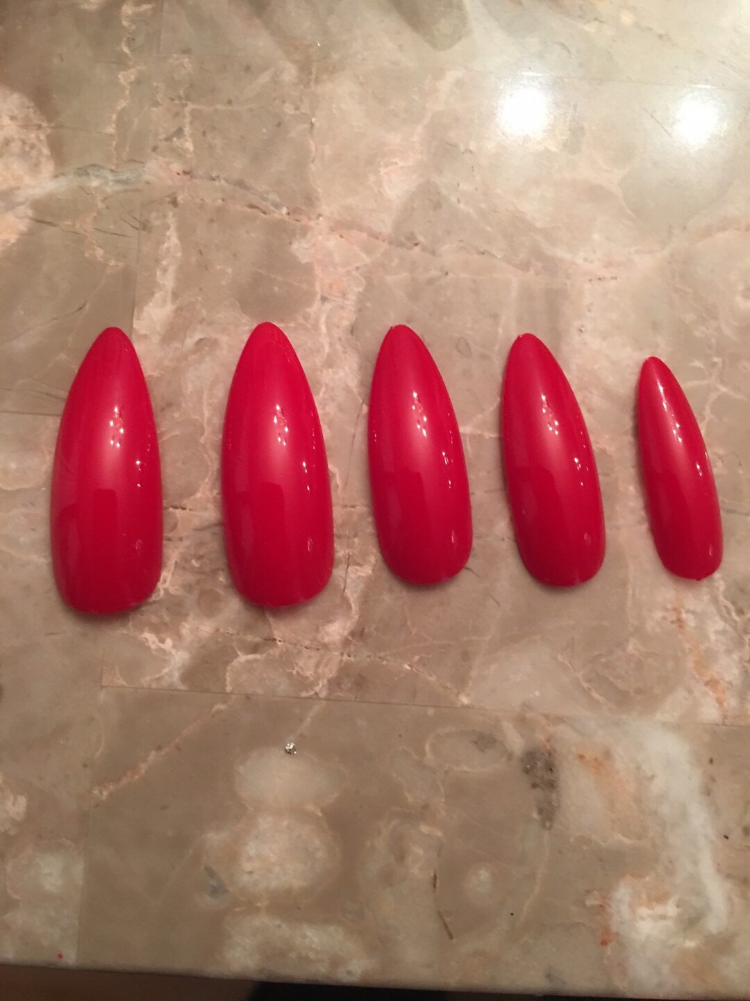Ferrari Red Long Stiletto False Nails - Etsy
