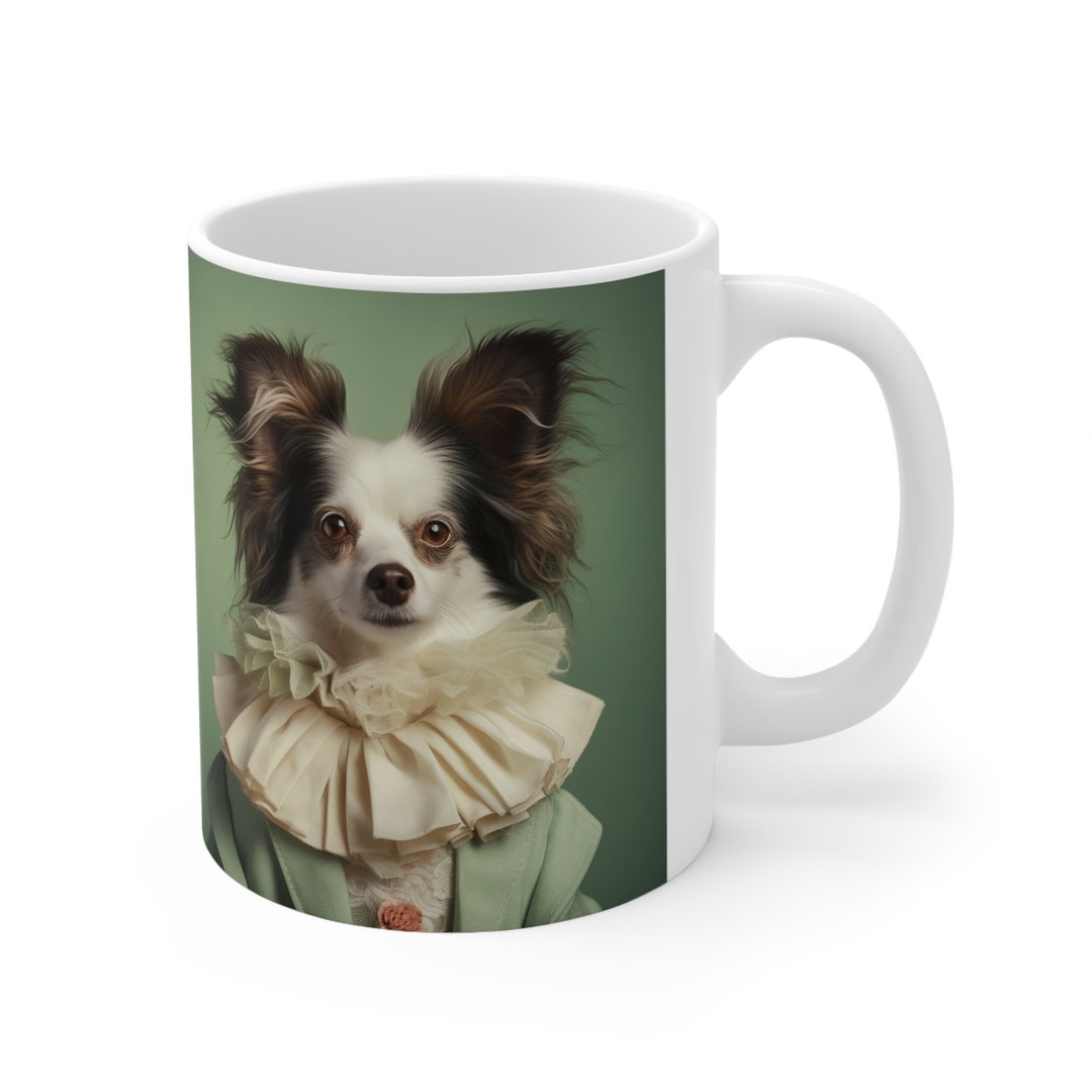 Papillon in 18th Century Attire , Ceramic Mug 11oz, Fun Mug, Pet ...