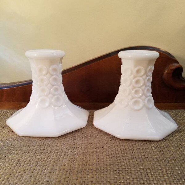 Milk Glass Candlestick Holder - Etsy