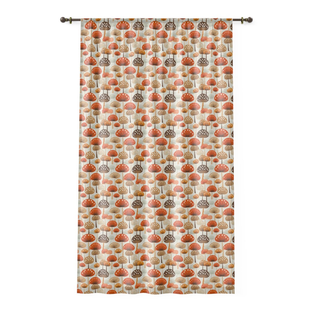 Speckled Mushroom Sheer Window Curtain, 50x84, Single Panel, Retro ...