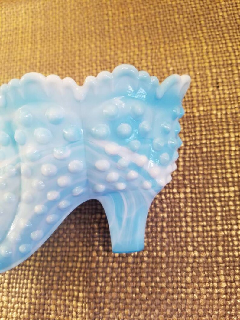 Fenton Glass Blue Marble Slag Glass Hobnail Boot 6 Long - Etsy