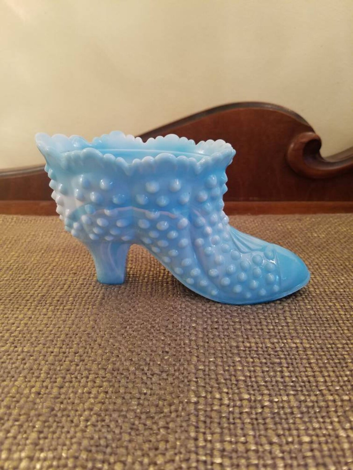 Fenton Glass Blue Marble Slag Glass Hobnail Boot 6 Long - Etsy