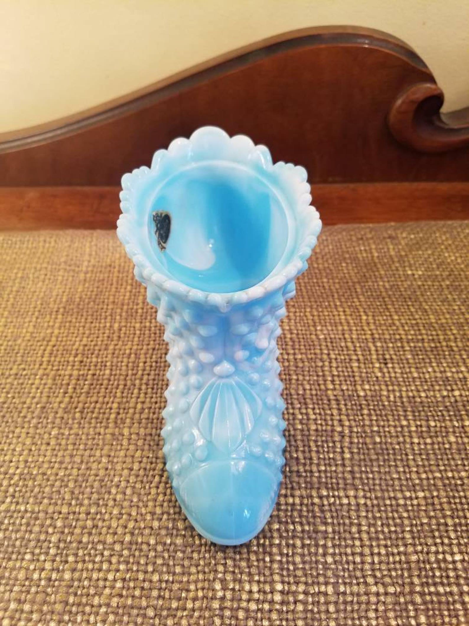 Fenton Glass Blue Marble Slag Glass Hobnail Boot 6 Long - Etsy