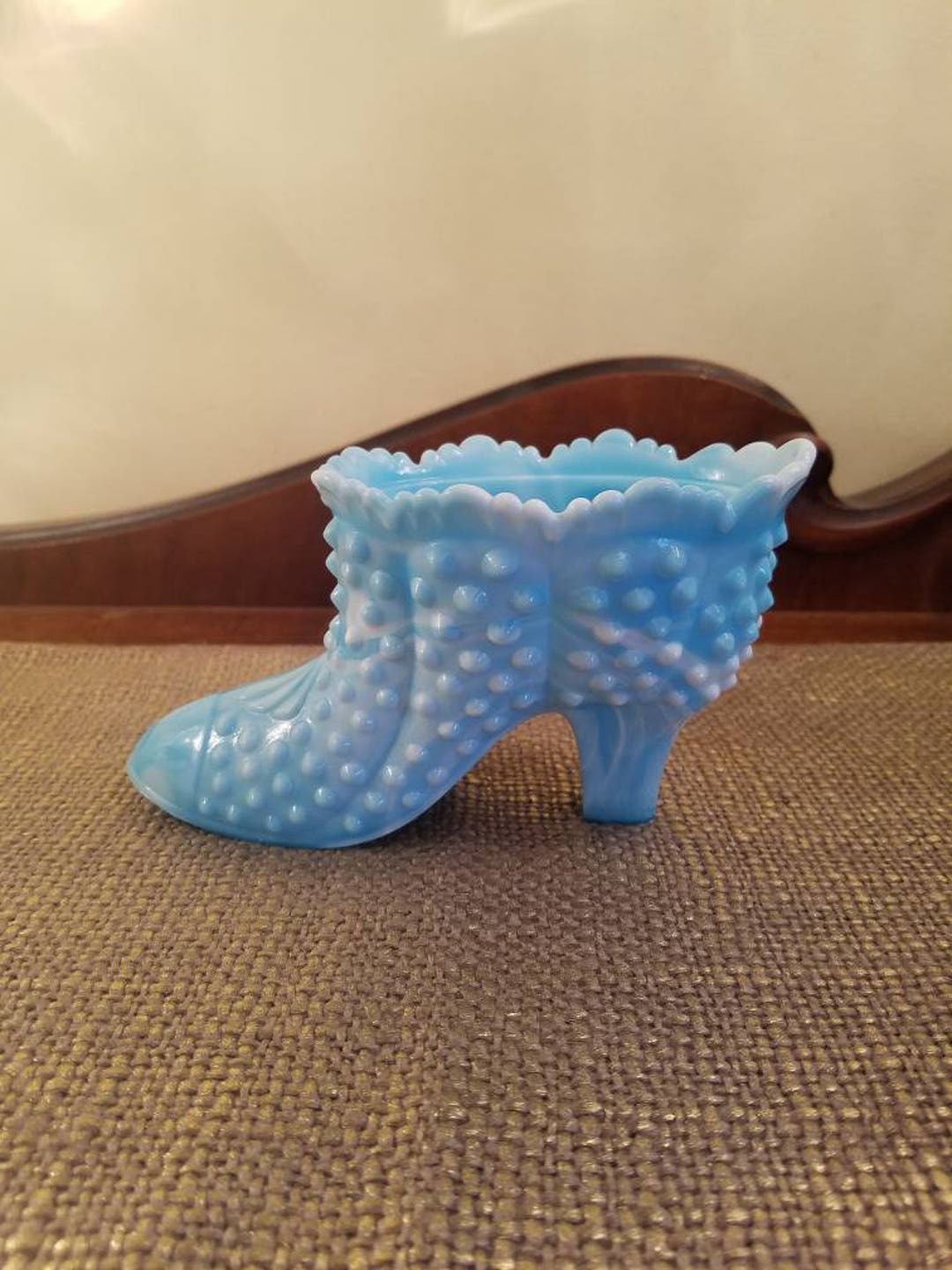 Fenton Glass Blue Marble Slag Glass Hobnail Boot, 6 Long - Etsy