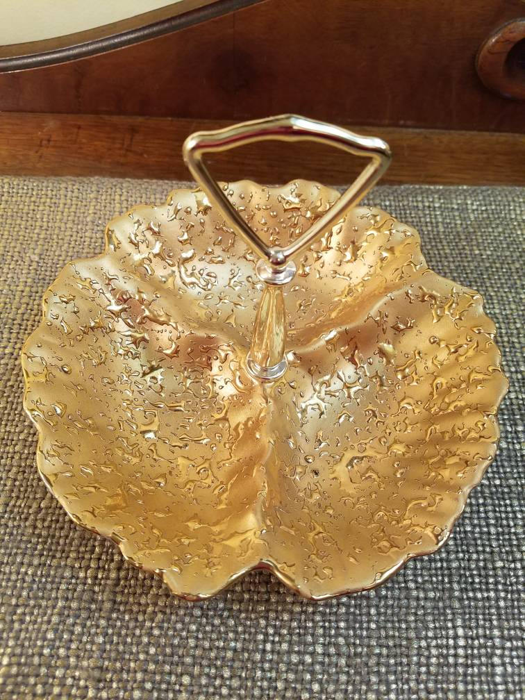 Vintage Weeping Gold 3 Well Ruffled Tidbit Tray 5 3/4 | Etsy