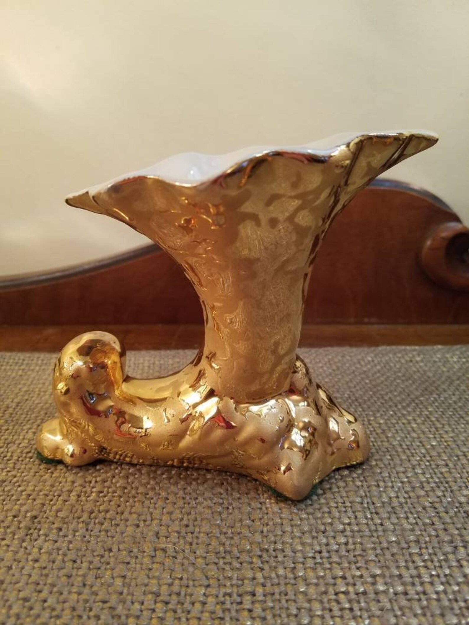 Vintage Weeping Gold Small Cornucopia Vase 5 Tall - Etsy