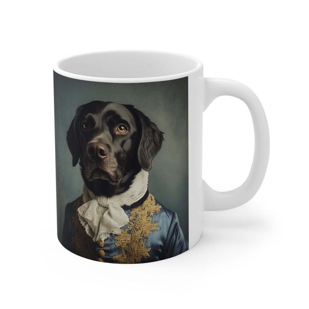 Black Labrador in 18th Century Attire , Ceramic Mug 11oz, Fun Mug, Pet ...