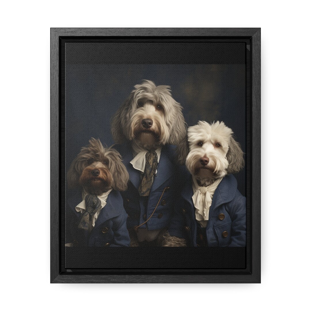 Labradoodle Family of 3 blue in 18th Century Clothing, Gift for Dog ...