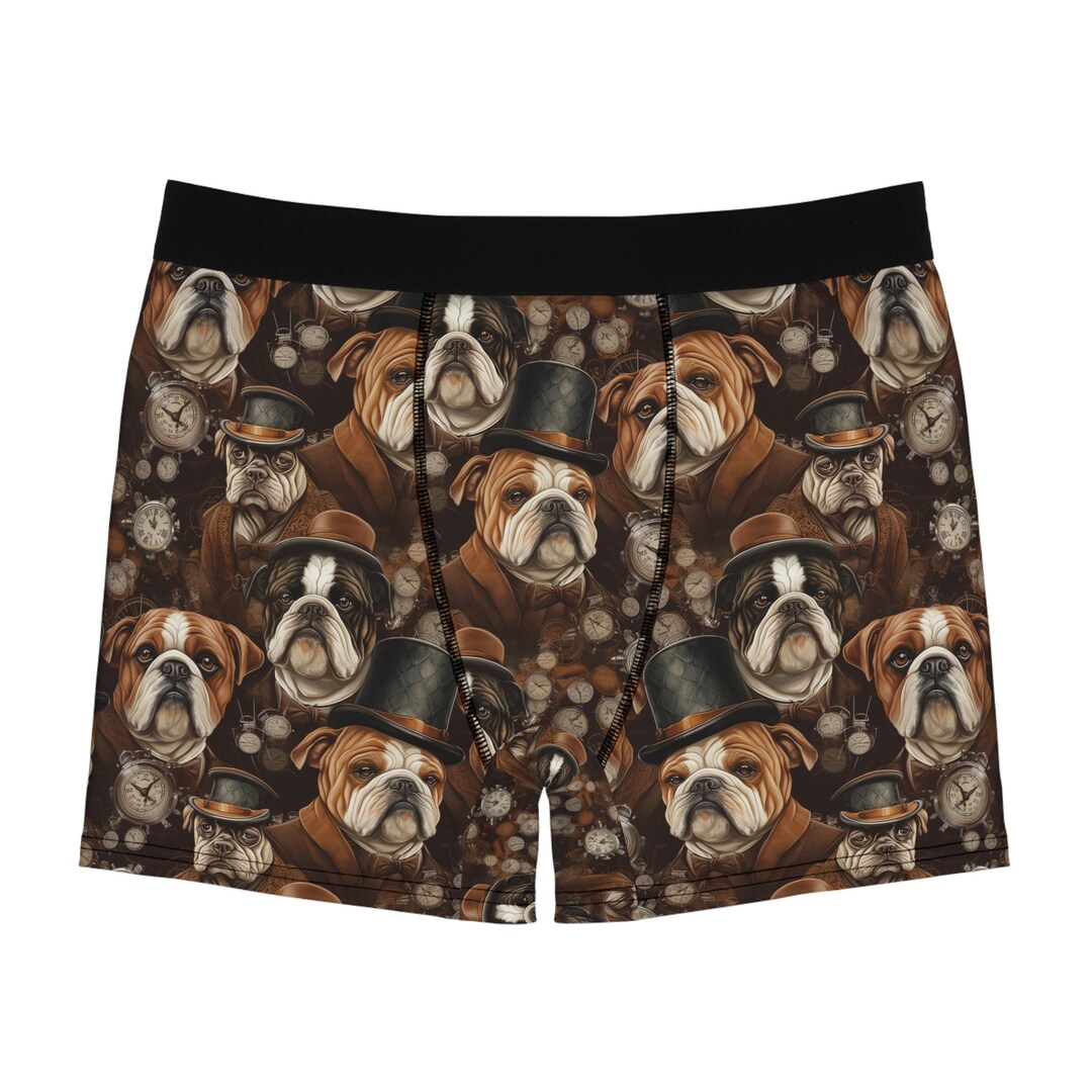 Steampunk Bulldogs Men's Boxer Briefs, Brown Bulldogs, Top Hat, Bowler ...